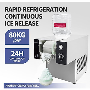 Mvckyi Commercial Snowflake Ice Maker, Korean Snow Ice Machine, Snowflake Shaved Ice Machine, 176lbs/day Snow Cone Ice Machine, Air Cooling, for Snack Bar, Restaurant, 110V