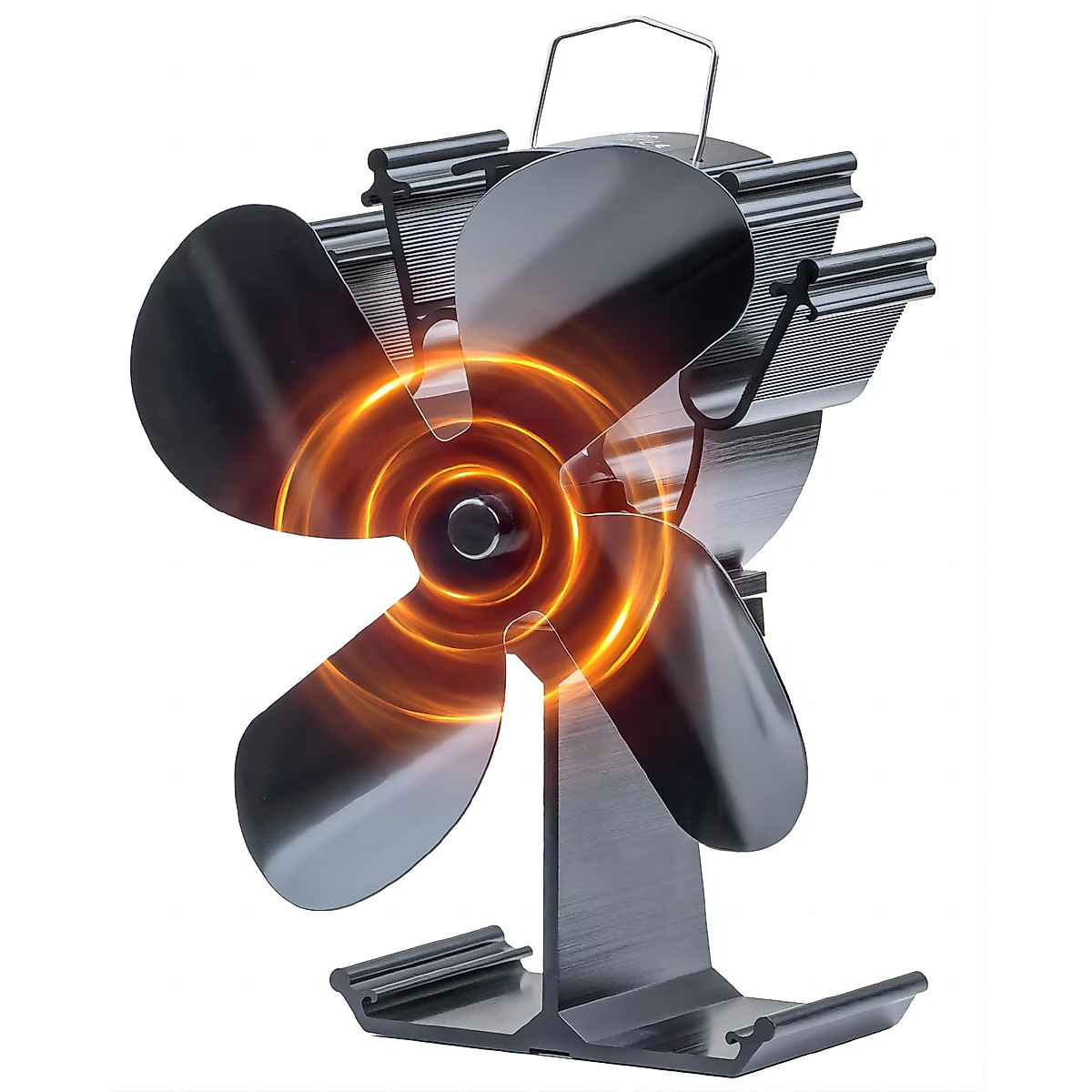 4-Blade Heat Powered Stove Fan for Wood / Log Burner/Fireplace - Eco Friendly(Black)