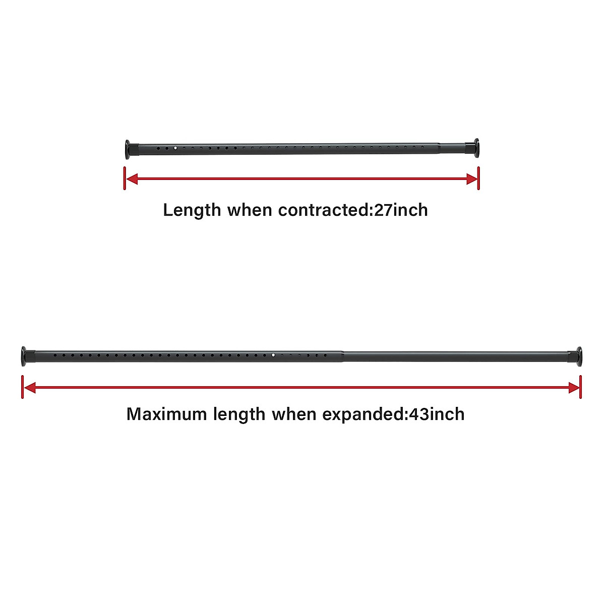 Aglaiprty 2 Pcs Adjustable Window Security Bar, Easy Install for Sliding Glass Door (Black, 27 inch to 43 inch)