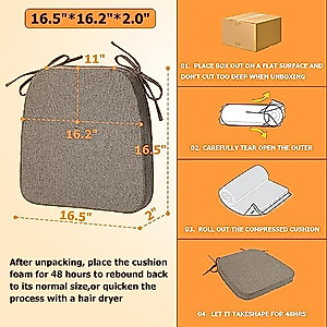 Millsilo D-Shaped Chair Cushions for Dining Chairs with Ties and Removable Cover, Dining Kitchen Chair Pads, Indoor Dining Room Non-Slip Backing Seat Cushions 4 Set, 16.5" x 16.2" x 2" Autumn Color