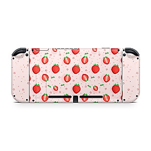 Tacky Design Strawberry Skin Compatible with Nintendo Switch Skin Wrap Cover, Kawaii Skin for Nintendo Switch Stickers, Premium Vinyl 3M Full Wrap Decal, Compatible with Joy-Con, Console, Dock.