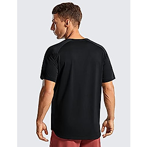 CRZ YOGA Men's Lightweight Short Sleeve T-Shirt Quick Dry Workout Running Athletic Tee Shirt Tops Black Large