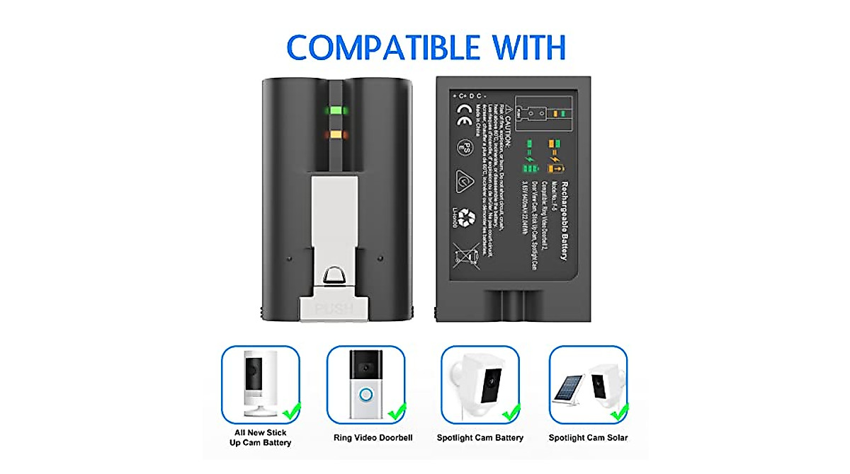 2 Packs 6040mAh Rechargeable Battery & USB Station for Ring