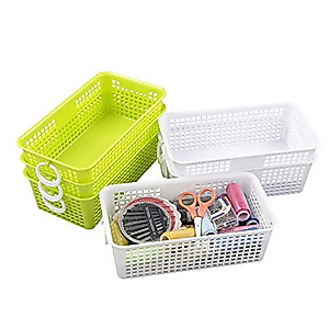 Qskely 36-Pack Small Storage Basket, Plastic Storage Basket Tray, Color Random