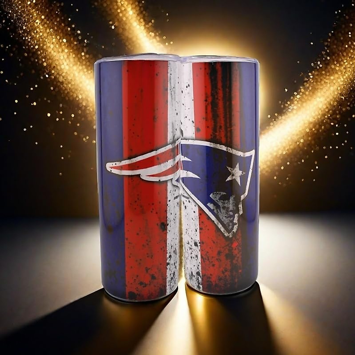 Alpha Custom Printing New England (Look-alike) Football Team Grunge 20oz tumbler with straw