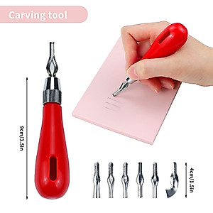 Oopsu 4 Pack Rubber Block Stamp Carving Blocks with Cutter Tools and Rubber Brayer Roller for Printmaking and More Crafts