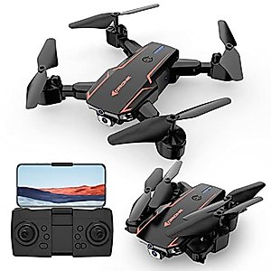 FPV Camera Drone, 1080P HD Quadcopter with Altitude Hold Headless Mode, 2.4GHz Foldable Drones with One Button Start, Speed Adjustment (Black)