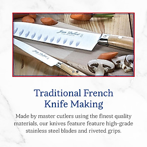 Laguiole Jean Dubost - 6 Steak Knives Set - Pearl Color - in 15/10 Stainless Steel - Serrated Blade