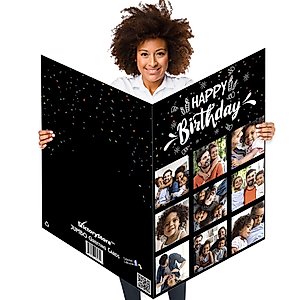 VictoryStore Jumbo Custom Happy Birthday Greeting Card, 9 Photos, 3x4 ft, Corrugated Plastic, Personalized Inside Text, Includes Envelope