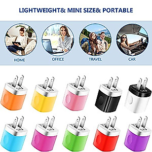 12 Pieces One Port USB Wall Charger USB Charger Adapter Quick Charger Cube 5V 1A USB Charger Wall Plug Charging Block Replacement for Most Smartphones and Tablets, Multiple Colors