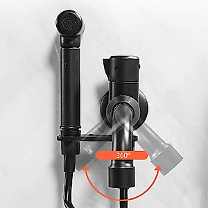 Wall Mount Bidet Sprayer Faucet Set with Cold Water Black Brass Handheld Toilet Bidet Attachment Pressure Sprayer Single Handle Bidet Spray Set for Personal Hygiene