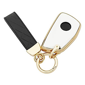 TPU Protective Key Fob Cover Case Compatible with GMC Yukon Buick Envision 2021 2022 Chevrolet Suburban Tahoe Keyless Entry Remote Key Fob (White)