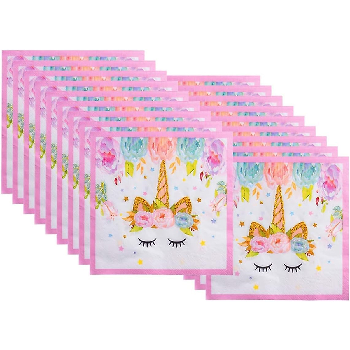 50 PCS Pink Unicorns Napkins for Girls' Birthday Parties - Perfect Party Supplies for Baby Showers - Disposable Unicorn Tableware Paper Napkins
