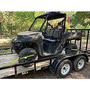 RYTASH Green Car Tie Down Straps with Chain Anchors - 4 Pack of Car Hauling Straps - 2 inch x 96 inch Lasso Tire Strap - Tire Tie Down Straps for Car, Truck, Trailer, UTV - 10,000 Pound Break Strength