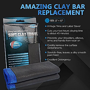 Clay Bar Towel, AutoCare Fine Grade Microfiber Clay Towel Automotive Detailing Towel Clay Bar Alternative for Car Detailing, Creative Gift-Blue, 1 Pack