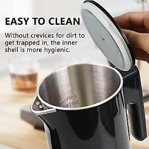 LAMSTOM Electric Kettle, 1000W Fast Boil Hot Water Kettle, 0.8L Stainless Steel Tea Pot with 6 Pre-Set Temperature, Anti-Dry Protection Heater, Auto Shut-Off, Black