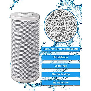 Fil-fresh 10" x 4.5" Whole House Water Filter 5 Micron Activated Carbon Water Filter Cartridge Replacement Compatible with DuPont WFHDC8001, Pelican CB-BB-10, EPM, EP-BB, 2 Pack