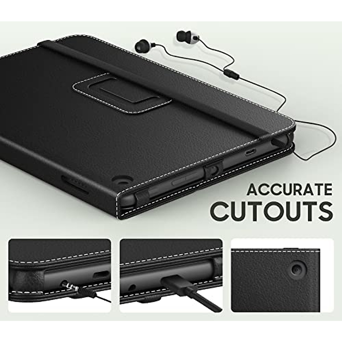 MoKo Case Fits Amazon Kindle Fire HD 8 & 8 Plus Tablet (12th Generation/10th Generation, 2024/2022/2020 Release) 8", Slim Folding Stand Cover with Auto Wake/Sleep, Black