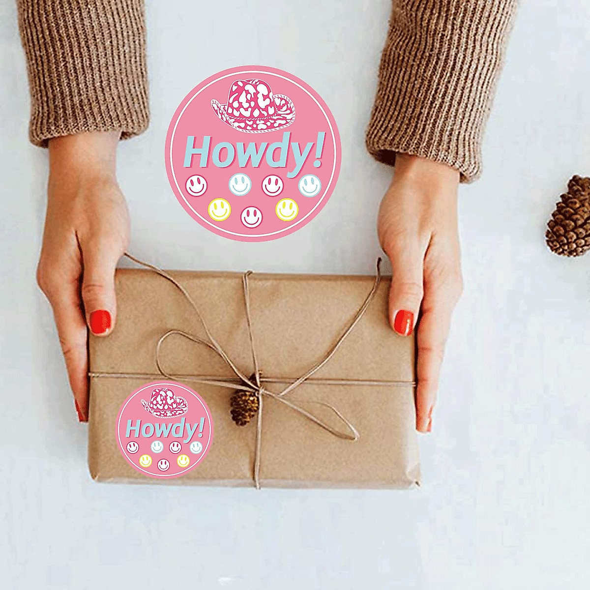 Pop Resin Howdy Sticker Thank You Stickers Roll 1.5 inch Cowboy Cowgirl Hat Sticker Small Shop Sticker Small Business Packaging Thank You Stickers 500 Pcs/Roll, Multicolored