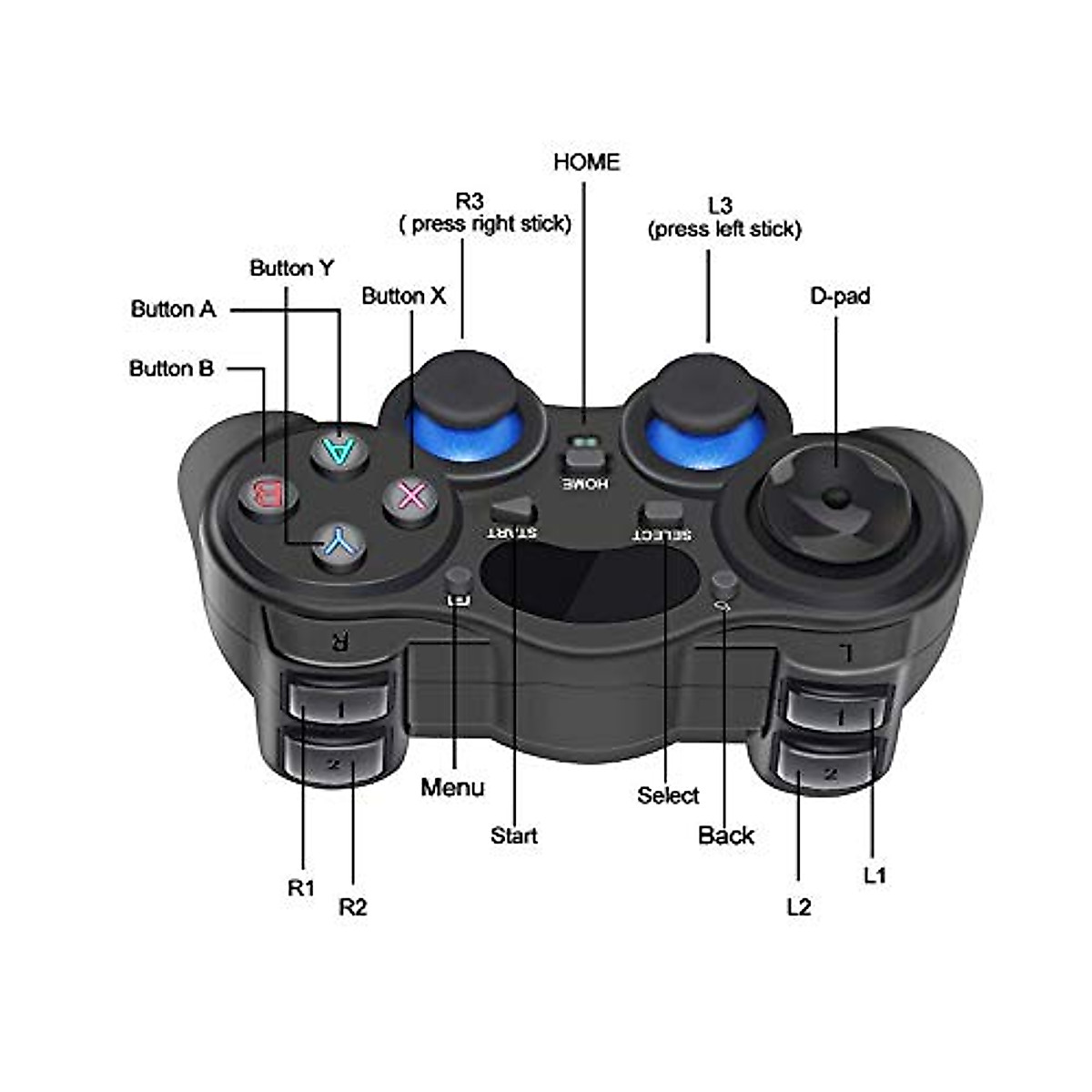 FANDRAGON USB Wireless Gaming Controller Gamepad for PC/Laptop Computer(Windows XP/7/8/10) & PS3 & Android & Steam - [Black] (black)