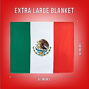 Mexican Flag Throw Blanket, Super-Soft Extra-Large Mexico Flag Blanket for Men, Women, Teens and Children, Cute Fleece Mexican Blanket (50in x 60in) Warm and Cozy Throw for Bed, Couch, or Traveling