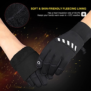 LERWAY Winter Gloves For Men Women Touchscreen Warm Gloves Anti-Slip Water Resistant Windproof Black Thermal Gloves For Driving Cycling Hiking Running (M)