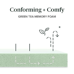 ZINUS 10 Inch Green Tea Memory Foam Mattress [New Version], Queen, Fiberglass free, Medium Firm Feel, Zoned Pressure Relief, Certified Safe Foams & Fabric, Mattress in A Box