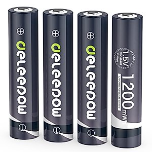 Deleepow Rechargeable AAA Batteries Lithium 1200mWh AAA Batteries Rechargeable 1.5V 1500 Cycle(Only Batteries)
