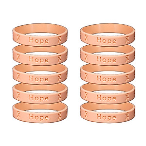 10 Pack Peach Awareness Silicone Bracelets – Peach Rubber Wristbands for Endometrial Cancer & Uterine Cancer Awareness - Perfect for People with Small Wrist