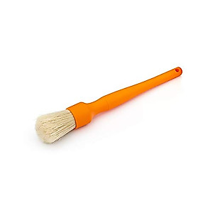 Detail Factory - Natural Boar's Hair Detailing Brush Combo Kit - Heavy Cleaning Action for Small Spaces, Engine Bays, Exterior Detailing, One Long Handle + One Short Handle, Orange (2-Pack)