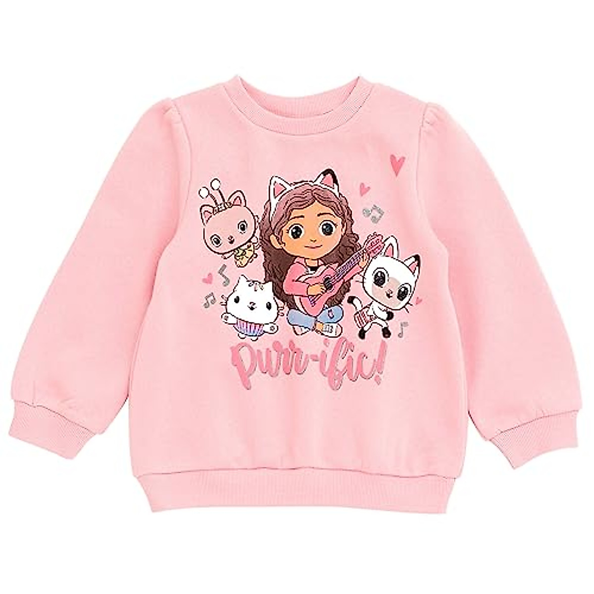 DREAMWORKS GABBY'S DOLLHOUSE Pandy Paws Cakey Cat Kitty Fairy Toddler Girls Fleece Sweatshirt and Pant Set Pink/Gray 5T
