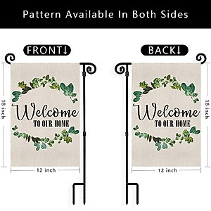 Welcome Garden Flags Courtyards Double Sided Decorative House Flag Welcome To Our Home Outside Seasonal Holiday Yard Flag Watercolor Durable Burlap Farmhouse Flags 12.5 x 18 Inch Welcome Banner