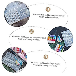 SEWACC Resin Molds 6 Pcs Palette Stencil Resin Tray Eyeshadow Pallet Crystal Mold Paint Resin Eyeshadow Pallets Silicone Mold for DIY Paint Tray Box Mold DIY Accessories Clay