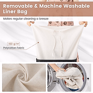 Giantex Bamboo Laundry Hamper with Lid, 72L Large & Tall Clothes Hamper with Removable Liner & Handles, Rectangular Laundry Basket for Small Spaces, Laundry Room, Bedroom (Black)