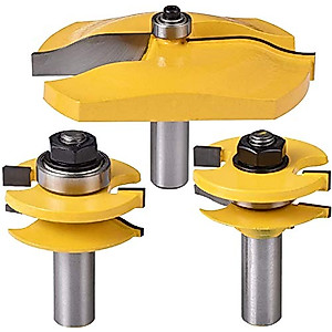 KATUR Rail and Stile Panel Raiser Router Bit Set with Ogee Round Over Raised Panel Cabinet 3Pcs 1/2 Inch Shank Ogee Door Rail and Stile Router Bits Wood Carbide Groove Tongue Milling Tool(1/2" Shank)