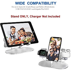 3 in 1 Aluminum Charging Stand for Apple Watch Charger Stand Dock for iWatch Series 8/SE/7/6/5/4/3/2/1, iPad, AirPods Pro/3/2/1 and iPhone Series 14/13/12/11/X/8/7/6/Samsung Series and More