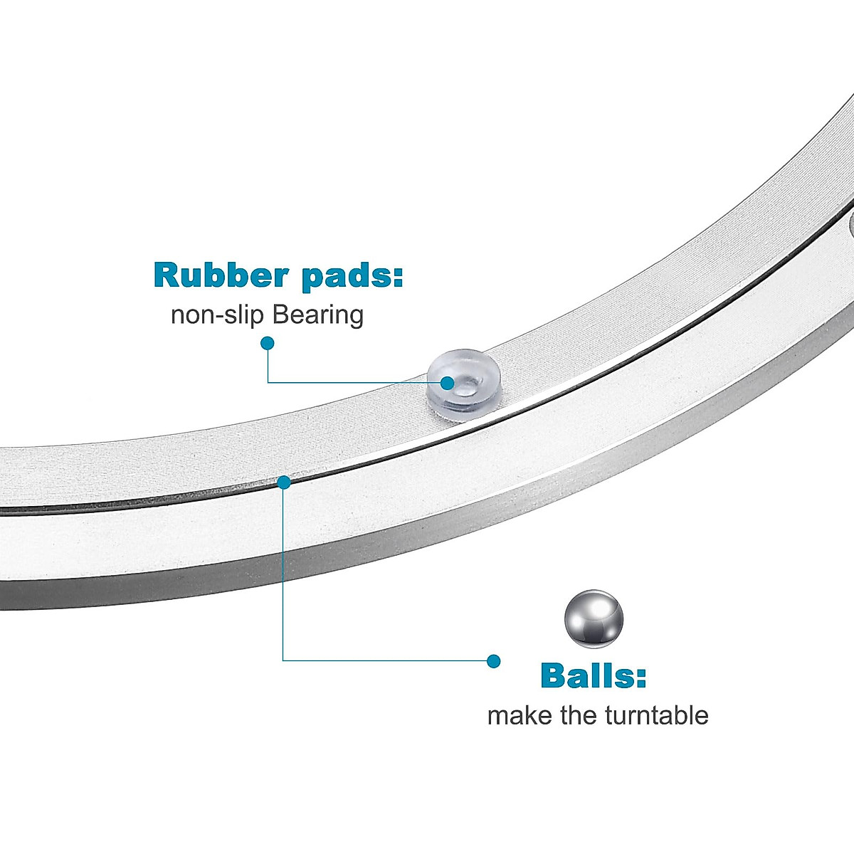 MECCANIXITY Aluminum Lazy Susan 16 Inch Turntable Ring Large Bearing Metal Rotating Turntable Bearings Swivel Plate Hardware for Round Dining-Table Showcase Display Stand Services Silver