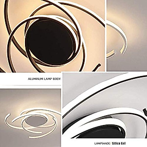 JIAODIE LED Ceiling Light Dimmable Living Room Kitchen Flush Hanging Lamp Modern Spiral Flower Shape Ceiling Lamp Fixture,Bedroom Ceiling Chandelier Lighting with Remote Control,White,Ø22″/72W