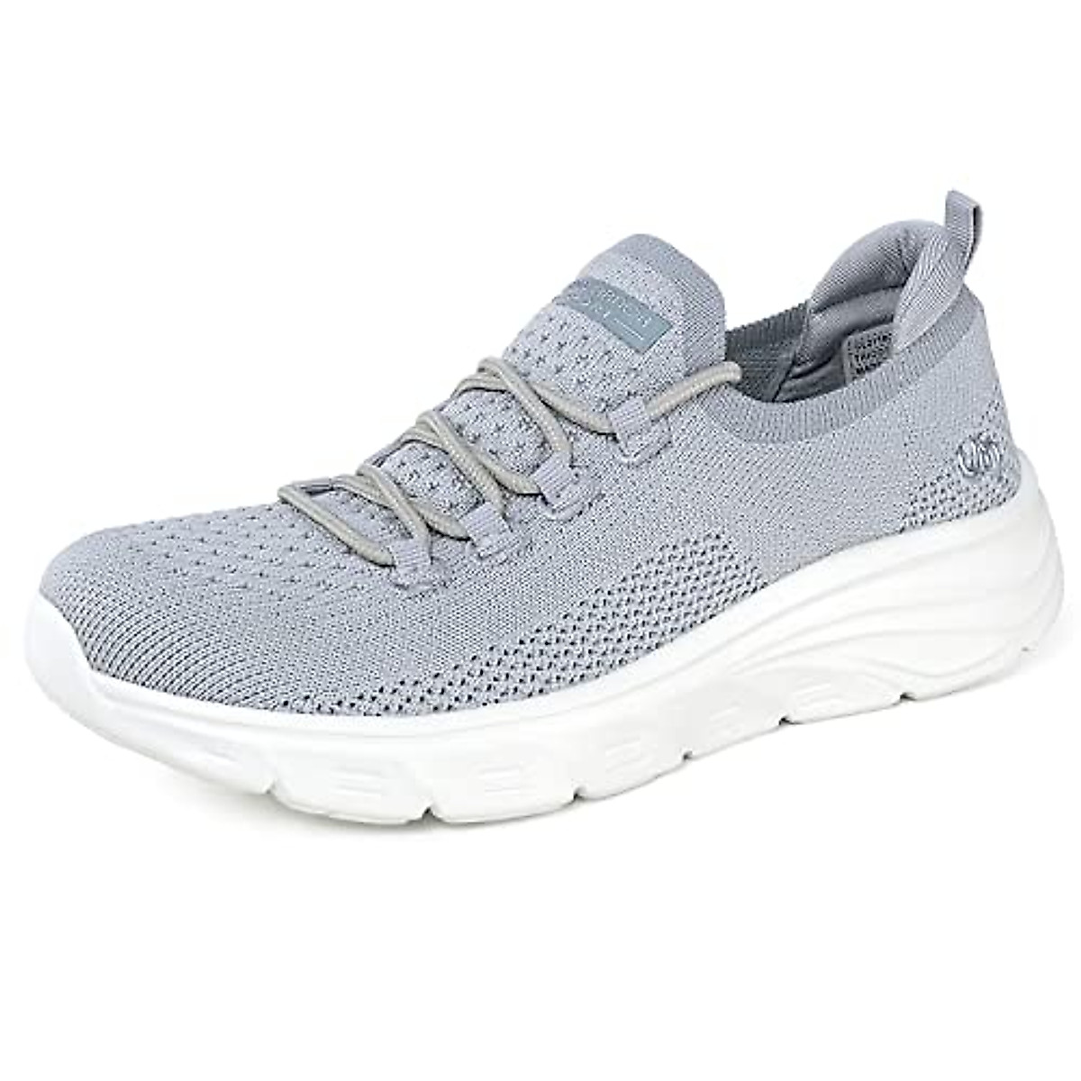 JENN ARDOR Womens Slip On Sneakers Walking Tennis Shoes Fashion Lightweight Casual Lace Up Running Sneakers for Gym Ladies Breathable Mesh Comfortable Grey 7
