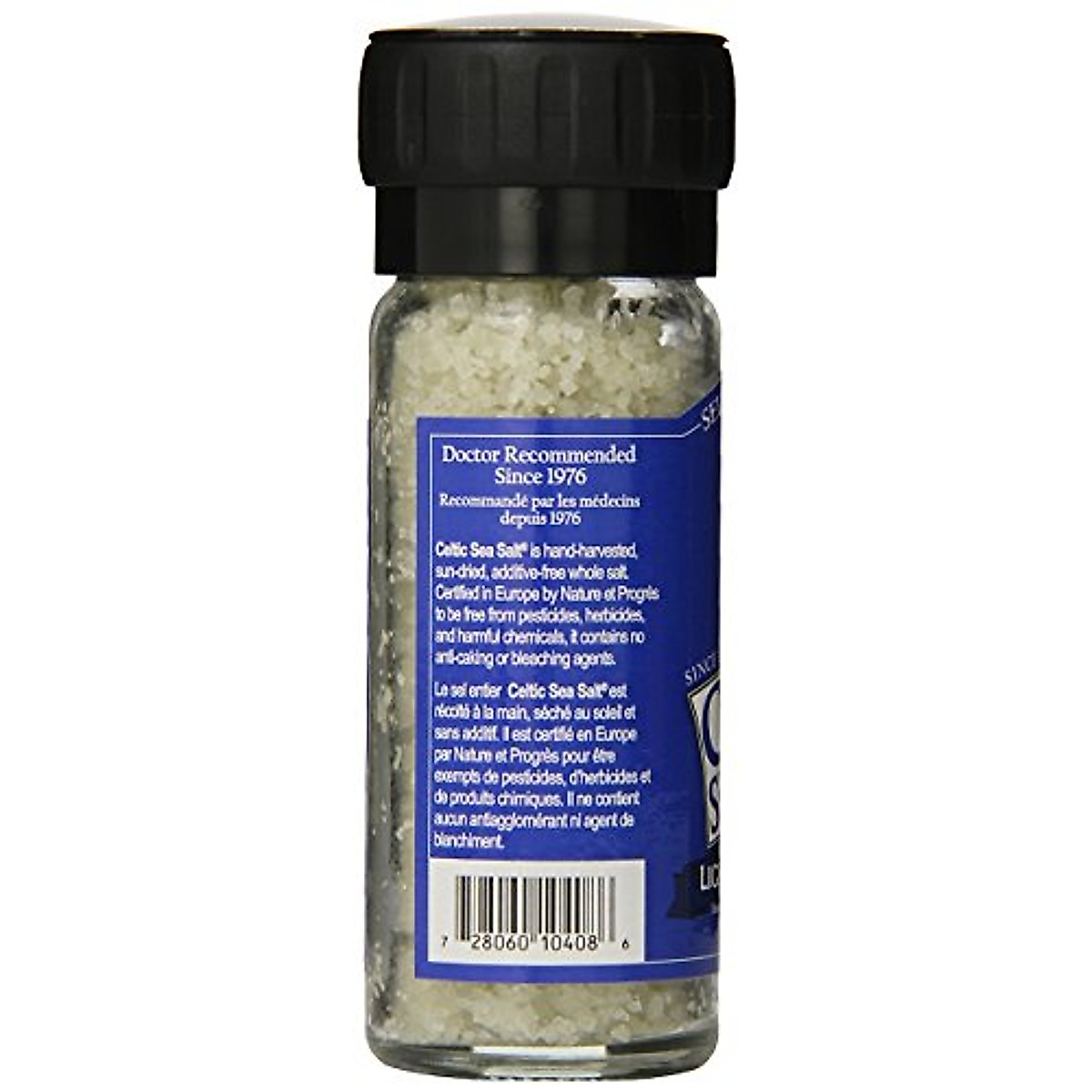 Celtic Sea Salt, Light Grey Grinder, 3 oz White