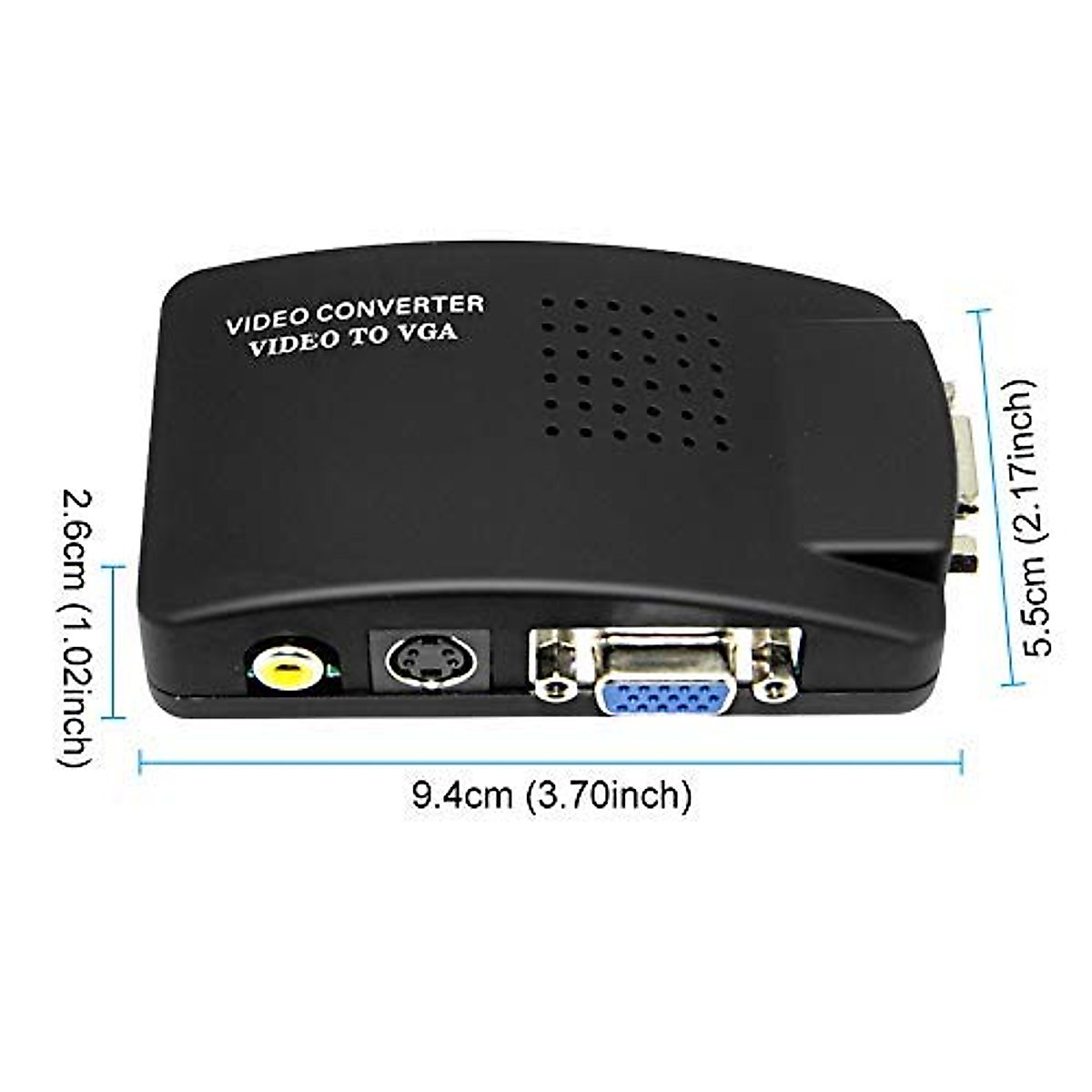 M MAKETHEONE RCA to VGA Adapter, Composite AV S-Video RCA Input to VGA Female Output Converter, Transfer Video Graphic Signal from CCTV PC Laptop DVD DVR VCR TVBox to VGA Monitor Projector Computer
