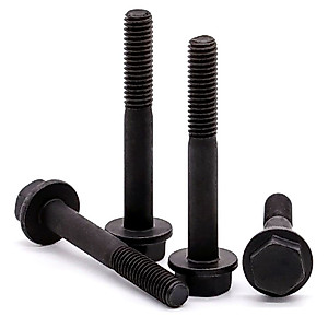Glvaner M6-1.0 x 30mm (25 pcs) Alloy Steel Flanged Washer Head Hex Bolts, Extra-Large Washer Head, 10.9 Grade Black Oxide Finish GB5789 Partial Thread