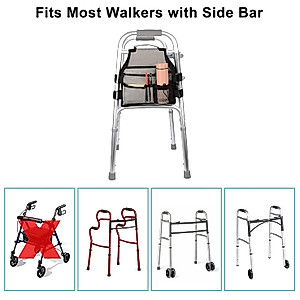 supregear Side Walker Bag, Walker Accessories Bag w/Cup Holder, Folding Walker Basket Waterproof Walker Organizer Caddy Pouch for Most Walker with Side Bar for Seniors, Elderly, Double Sided