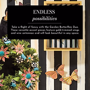 MACKENZIE-CHILDS Butterfly Duo, Hanging Butterfly Wall Decor, Garden Butterflies, Set of 2