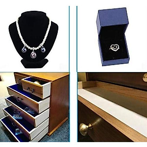 Self Adhesive Velvet Flock Contact Paper Roll Shelf Liner for Jewelry Drawer Craft Fabric 17.7" x 78.7", Soft Velvet Liner for Drawer DIY (Black)