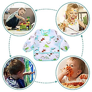 Accmor 5 Pack Long Sleeve Baby Bibs, Waterproof Sleeved Bib, Toddler Soft Bib for 6-24 Months