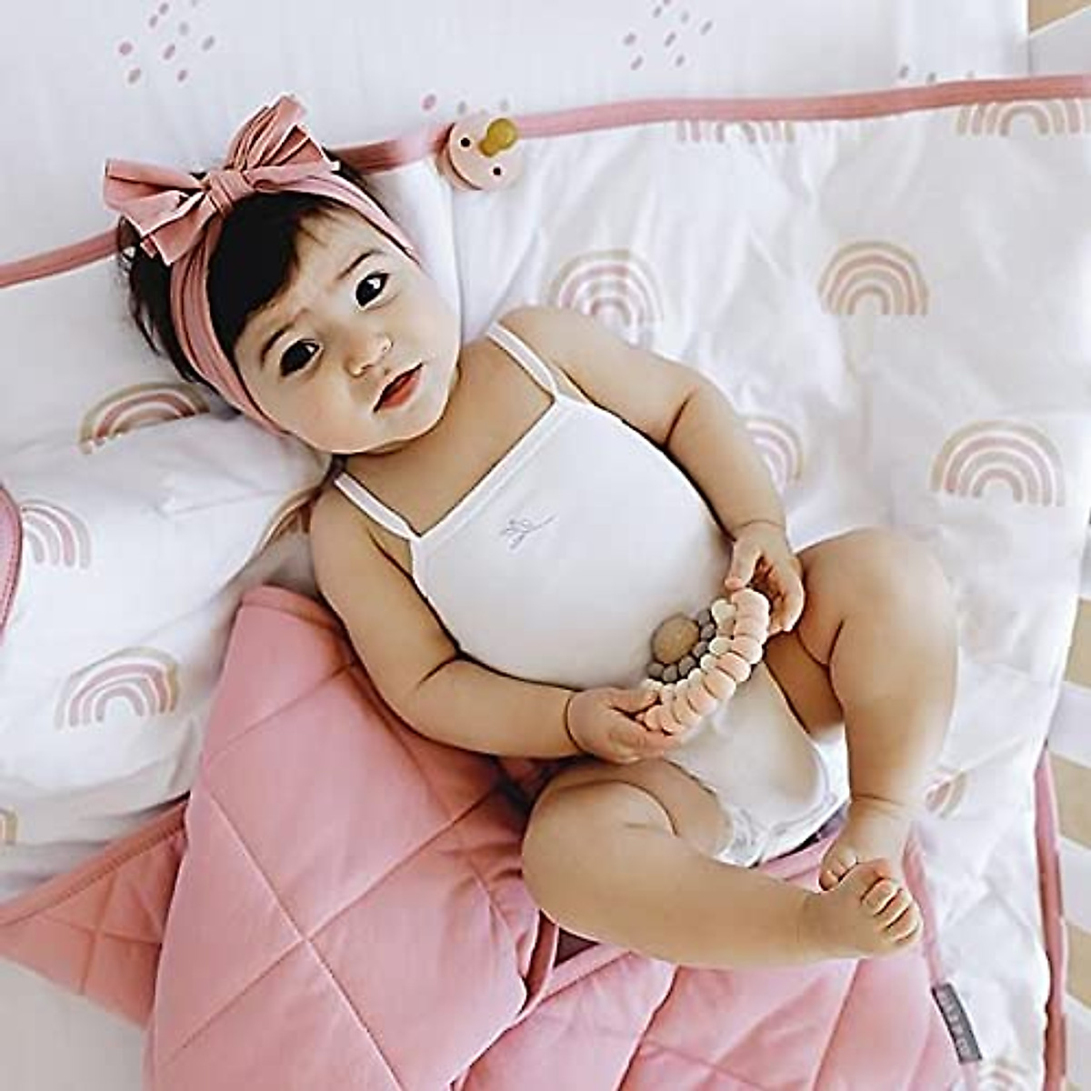 Ely's & Co. Bow Headband Set for Baby Girl 0-12 Months (Sage, Mauve, & White, 3 Pack)