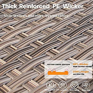 XIZZI 10 Pieces Patio Furniture Set with Fire Pit Table - All Weather Wicker Outdoor Patio Sectional Furniture Sofa Set with Swivel Rocking Chairs,Luxury Modern Modular Patio Conversation Set,Beige