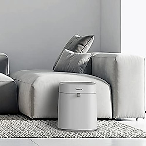 townew T Air Lite (T02B White) Auto Sealing & Self-Changing 4.4-Gallon Smart Trash Can with Open Top Barrel, Small