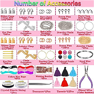 EuTengHao Irregular Chip Stone Beads Kit with Wishing Bottles,Crystal Gemstone Beads and Tassels,Jewelry Wires,Pliers,Rings,Jewelry Findings for Necklace Bracelet Earring Ring Making (1319Pcs)